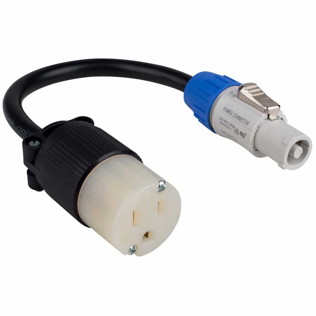 POWERCON (WHITE) TO EDISON (F) ADAPTER - AMP'D Entertainment Inc.